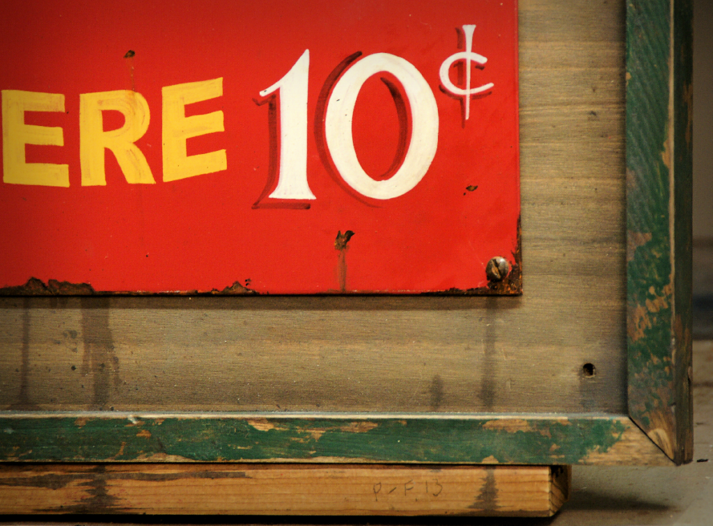 Mid 1950’s era Hand-Painted metal sign mounted on aged wood. SOLD ...