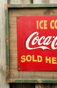 Mid 1950’s era Hand-Painted metal sign mounted on aged wood. SOLD ...